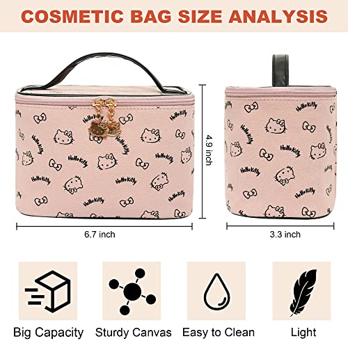 Large Makeup Bag with Handle Travel Cube Cosmetic Bags Brush Holder Zipper Pouch Case Organizer for Women