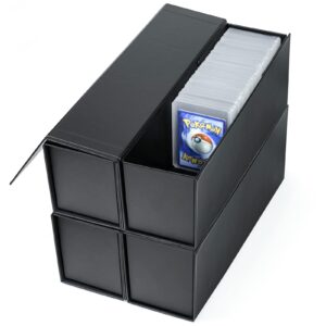 trading card storage box, baseball card storage box holds 900+ sport cards or 200 toploaders, fits football, basketball, hockey, gaming & trading cards, 13x4x3 inches - vertical version - 4 pack