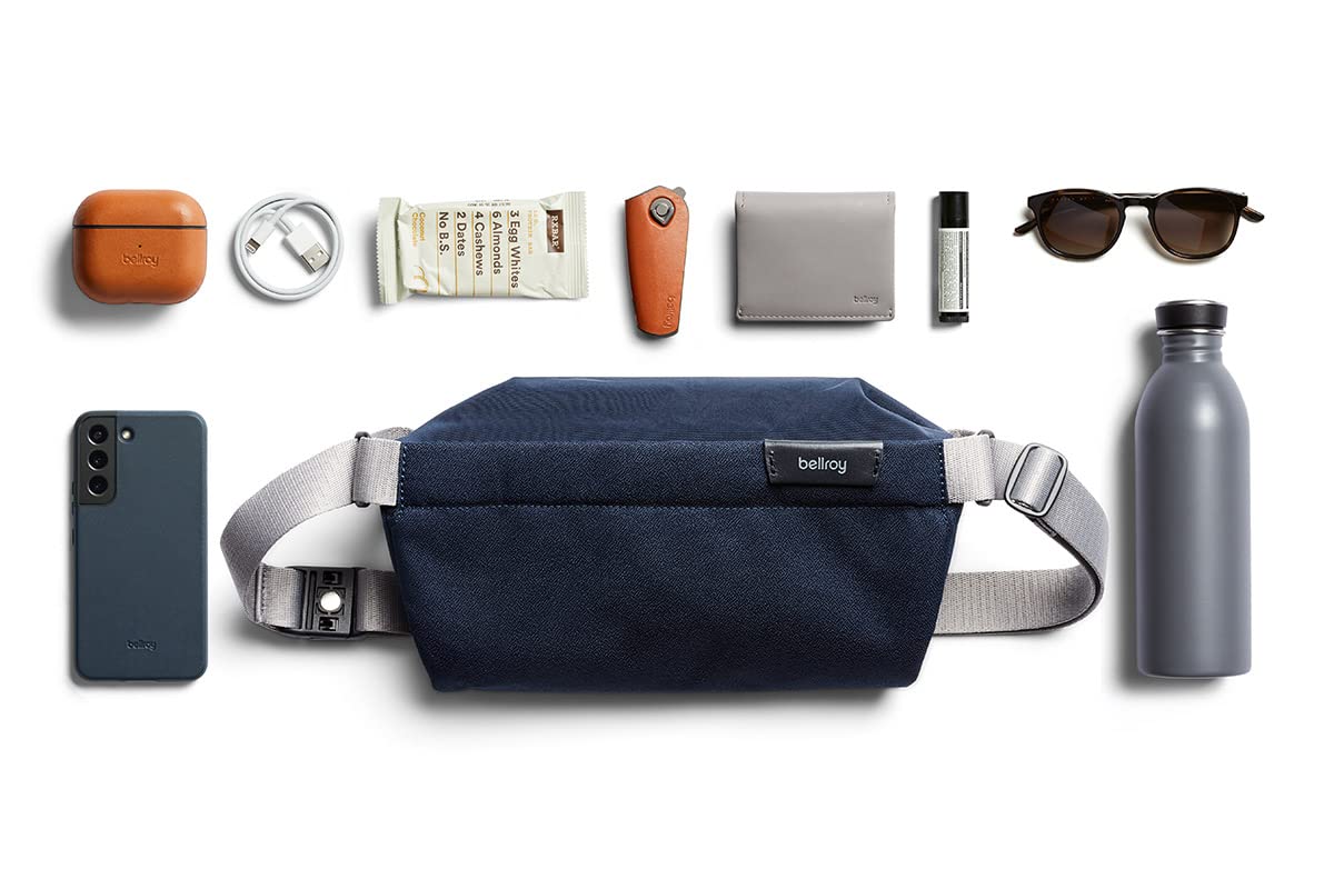 Bellroy Mini Sling Slim Shoulder Bag for Men and Women, Lightweight, Water Resistant, Multiple Organisation Compartments - Navy