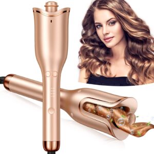 automatic curling iron, professional anti-tangle automatic hair curler with 1" curling iron large slot & 4 temperature & 3 timer, dual voltage rotating curling iron with auto shut-off for hair styling