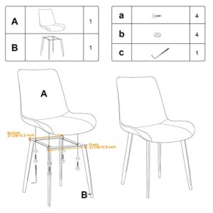 Ironalita White Dining Chairs Set of 4, Faux Leather Mid Century Modern Chairs with Metal Chair Legs, Kitchen Chairs for Dining Room, Restaurant, Living Room