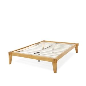 Bme Chalipa 14” Queen Bed Frame - Solid Wood Platform Bed - Japanese Joinery Bed Frame - Wood Slat Support - No Box Spring Needed - Easy Assembly - Minimalist & Modern Style, Natural