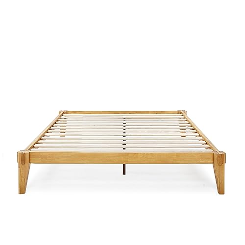 Bme Chalipa 14” Queen Bed Frame - Solid Wood Platform Bed - Japanese Joinery Bed Frame - Wood Slat Support - No Box Spring Needed - Easy Assembly - Minimalist & Modern Style, Natural