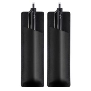 kinbom 2pcs leather magnetic pen holder for refrigerator pu leather pen pouch holder for fridge or other metal surfaces (black)