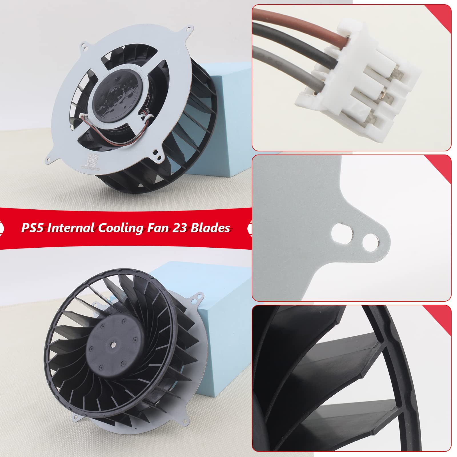 Internal Cooling Fan Replacement for Sony Playstation 5 PS5 23 Blades Fan 17 Blades Fan Cooler PS5 CPU Cooling Fan with T8 Screwdriver