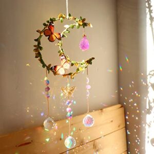 suncatcher - amethyst moon crystal sun catcher window hanging, good luck charms gifts for women chrismas thanksgiving birthday crystal