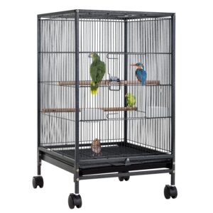 bestpet 35 inch 53 inch wrought iron bird cage with play open top and rolling stand,large parrot cage bird cages for parakeets,cockatiel, canary, finch, lovebird, parrotlet,pigeons (35 inch)