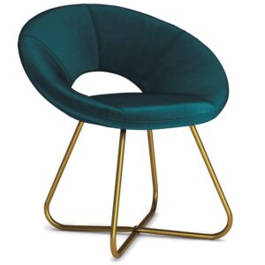 simplihome barrett 24 inch wide mid century modern accent chair in teal velvet fabric, for the living and family room