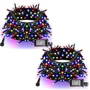 dazzle bright 132ft 400 led christmas lights, christmas string lights plug in with 8 modes, waterproof christmas decorations for xmas indoor outdoor party home tree decor, multi-colored