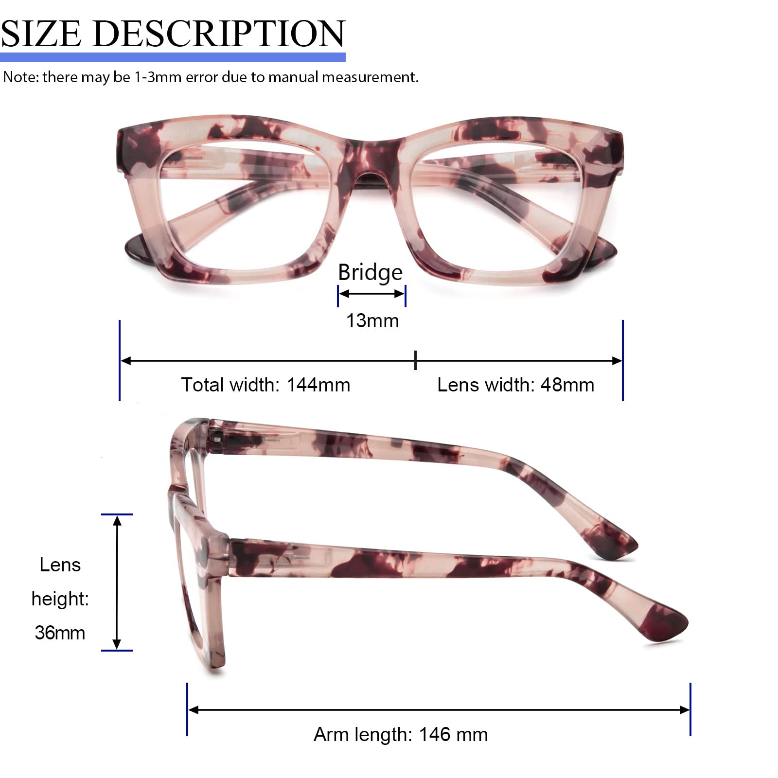 REAVEE 3 Pack Oprah Style Reading Glasses Blue Light Blocking Computer Square Retro Readers for Women with Spring Hinge 2.0