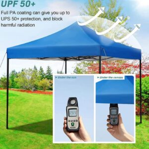 10x10 Pop Up Canopy Tent,Outdoor Canopy Tent,Portable Waterproof Canopy Folding,Commercial Instant Shelter Tent Adjustable Canopy Tent with Portable Bag Lightweight Anti UV Party Tent(Blue)