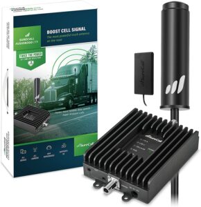 surecall fusion2go otr cell phone signal booster for trucks, work vans, fleets, boosts 5g/4g lte, verizon at&t sprint t-mobile, large vehicle rv trailer, multi-user, fcc approved, usa company