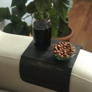 Sofa Armrest Tray, Non-Slip Drink Holder Coaster Portable Side Table, Drinking Table, Space-Saving Couch Arm Table, Sofa Armrest Tray Natural Wood Beverage Cup Holder Tray