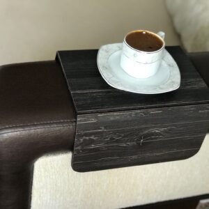 Sofa Armrest Tray, Non-Slip Drink Holder Coaster Portable Side Table, Drinking Table, Space-Saving Couch Arm Table, Sofa Armrest Tray Natural Wood Beverage Cup Holder Tray