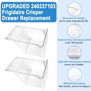 [2 PACK] UPGRADED 240337103 Crisper Bin Drawer Replacement for Frigidaire Kenmore Refrigerator Drawer Replacement, Fridge Drawer for Frigidaire Replacement Drawer Parts AP2115741, 240337100, 240337102