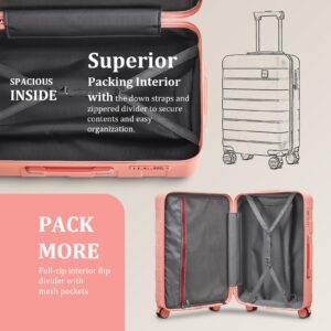 imiomo 24 IN Checked Luggage, Suitcase with Spinner Wheels, Hardside 3PCS Set Lightweight Rolling Travel Luggage with TSA Lock(24"/Pink)