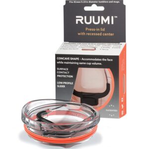 ruumi® nose recess tumbler lid (coral) – compatible with 20 oz yeti rambler, ozark trail, swig – see chart for other brands/sizes