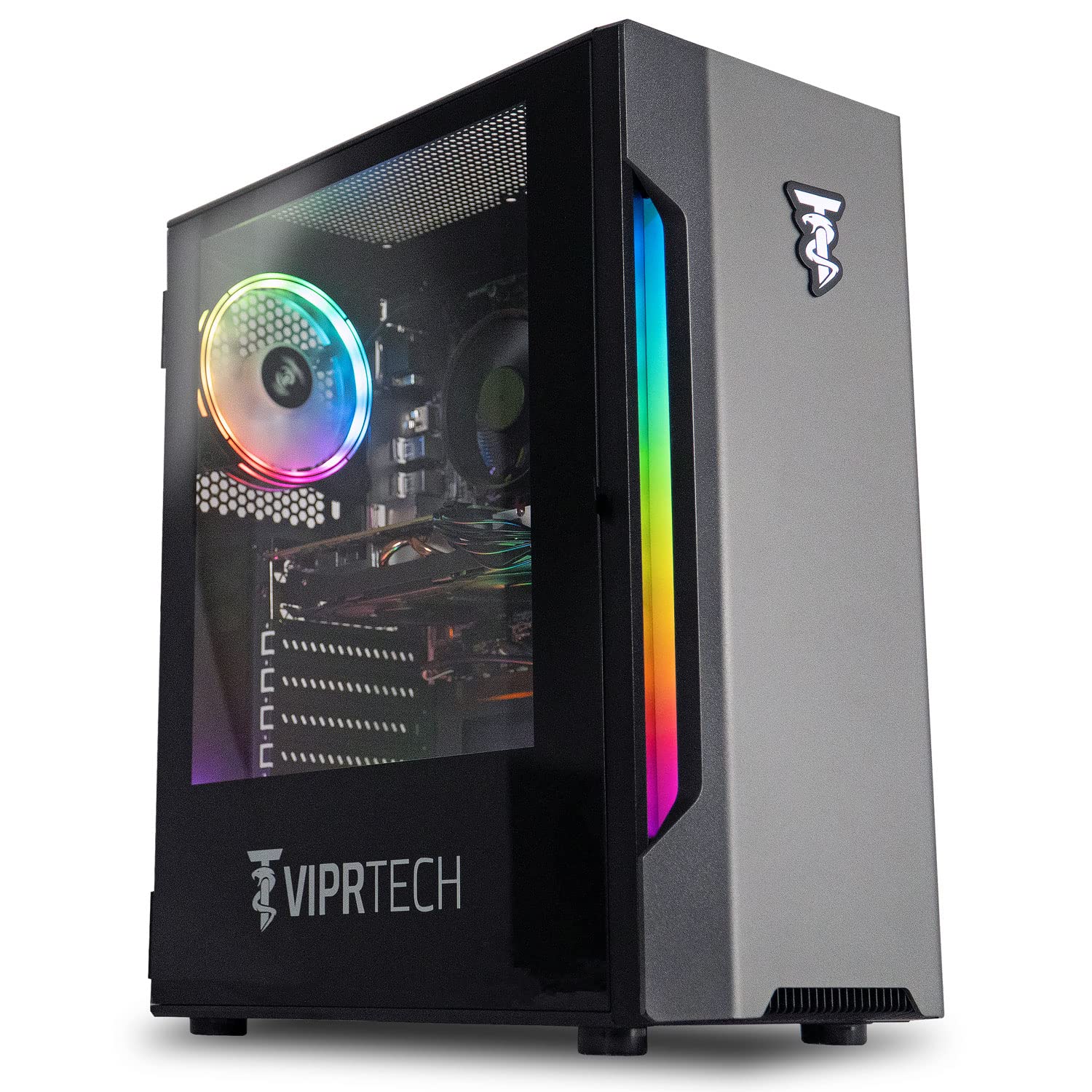 ViprTech Rebel Gaming PC Desktop Computer - AMD Ryzen 5 (12-LCore 3.9Ghz), RTX 2060 Super 8GB, 16GB DDR4 RAM, 512GB NVMe SSD, VR-Ready, Streaming, WiFi, RGB, Windows 11, Warranty