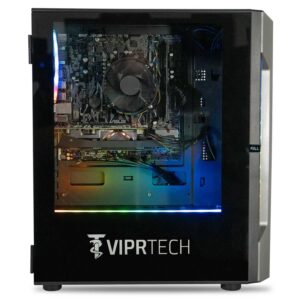 ViprTech Rebel Gaming PC Desktop Computer - AMD Ryzen 5 (12-LCore 3.9Ghz), RTX 2060 Super 8GB, 16GB DDR4 RAM, 512GB NVMe SSD, VR-Ready, Streaming, WiFi, RGB, Windows 11, Warranty