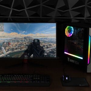 ViprTech Rebel Gaming PC Desktop Computer - AMD Ryzen 5 (12-LCore 3.9Ghz), RTX 2060 Super 8GB, 16GB DDR4 RAM, 512GB NVMe SSD, VR-Ready, Streaming, WiFi, RGB, Windows 11, Warranty