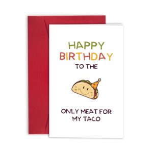 ulbeelol taco birthday card, naughty birthday card, funny bday card for him husband boyfriend wife her, you're the only meat for my taco