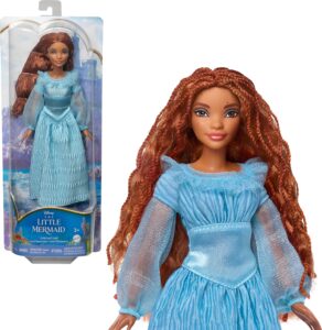 mattel disney the little mermaid ariel fashion doll on land in signature blue dress, toys inspired by disney’s the little mermaid