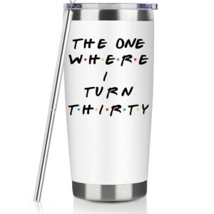 30th birthday gifts for her 30th birthday gifts for women 20oz travel tumbler happy 30 year old bday presents for 1994 born woman female friend sister white turn thirty wine cup with