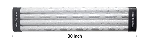 LDGOOAEL Christmas Wrapping Paper Roll with Cut Lines on Reverse - Metallic Silver foil for Holiday, Chistmas, Birthday, Wedding, Baby Shower - 4 Roll - 30Inch X 10Feet Per Roll