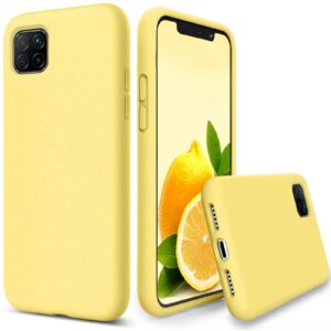 leton case for samsung galaxy a22 5g phone case,soft slim silicone case anti-scratch shockproof with microfiber lining protective shell cover for samsung galaxy a22 5g yellow