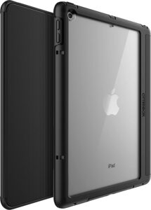 otterbox symmetry series folio case for ipad (5th and 6th generation) - non-retail packaging - starry night (clear/black/dark grey microsuede)