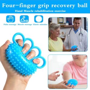 NC Hand Grip Exerciser Strengthener,Four Finger Exerciser Ball and Hand Exercisers for Strength,Squeeze Ball and Stress Balls for Adults,Therapy Ball for Hand Cramps and Recovery