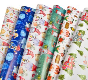 titiweet gnome christmas wrapping paper - christmas wrapping paper clearance, 12 sheets cute christmas gonme wrapping paper for men women boys girls, 20 x 28 inches per sheet