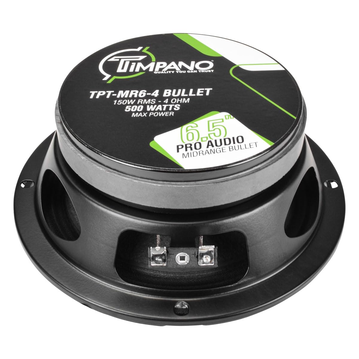 Timpano 1500 Watts Bundle 2X 6.5 TPT-MR6-4 Bullet Midrange Speaker 500 Watts 4 Ohm + 2X Super Tweeters TPT-ST2 Chrome for Car Audio Systems (2 Speakers, 2 tweeters)