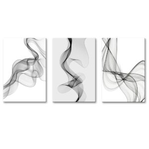 black and white abstract line wall art canvas painting 3 piece bathroom room decor print picture modern artwork framed