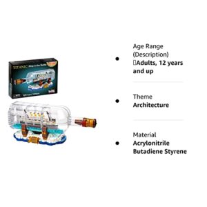 Allupal Titanic Ship in a Bottle Creator Expert Building Kit, Collectible Display Model Set, Creative Gift Toy for Adults and Teens Age 14+ (1000 Pieces)