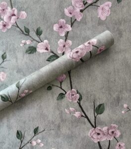 dviolet floral peel and stick wallpaper grey floral contact paper removable wallpaper decorative self adhesive wallpaper wall paper 17.7" x 118.1"