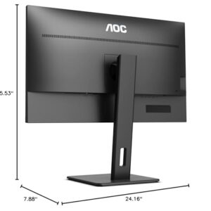 AOC U27P2CA 27" 4K Frameless Monitor, UHD 3840 x 2160, USB-C Docking, Height Adjustable Stand,Black