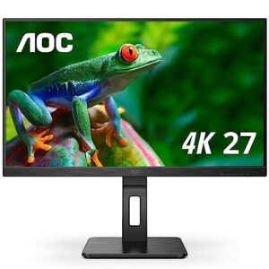 aoc u27p2ca 27" 4k frameless monitor, uhd 3840 x 2160, usb-c docking, height adjustable stand,black