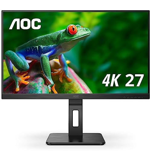 AOC U27P2CA 27" 4K Frameless Monitor, UHD 3840 x 2160, USB-C Docking, Height Adjustable Stand,Black