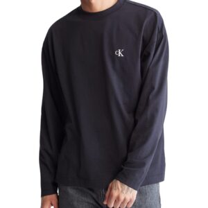 Calvin Klein Men's Relaxed Fit Archive Logo Crewneck Long Sleeve Tee, Black Beauty, Medium