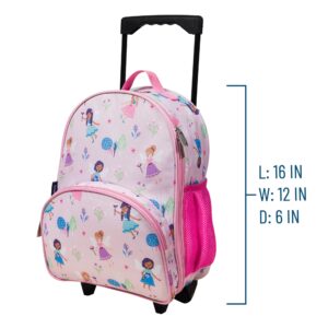 Wildkin Kids Rolling Luggage for Boys and Girls, Carry-on Luggage Size is Perfect for School and Overnight Travel, Measures 16 x 12 x 6 Inches (Fairy Garden)