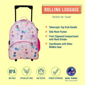 Wildkin Kids Rolling Luggage for Boys and Girls, Carry-on Luggage Size is Perfect for School and Overnight Travel, Measures 16 x 12 x 6 Inches (Fairy Garden)