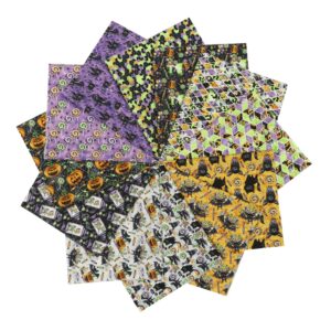 chuanshui 12 pcs 17.5 x 10.5 inches (44 x 25 cm) 100% cotton craft fabric bundle for patchwork 12 different pattern pre-cut quilting fabric fat eighths square for diy craft sewing (halloween pattern)