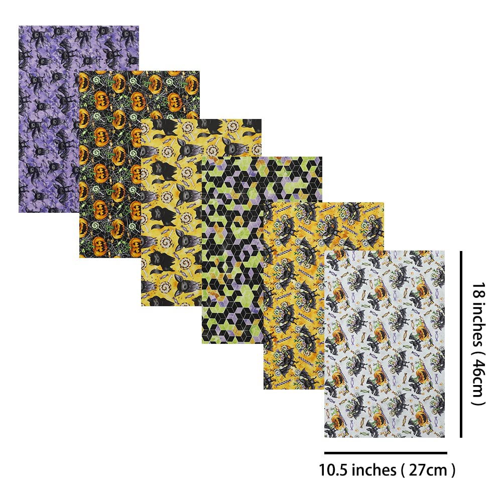 Chuanshui 12 PCS 17.5 x 10.5 inches (44 x 25 CM) 100% Cotton Craft Fabric Bundle for Patchwork 12 Different Pattern Pre-Cut Quilting Fabric Fat Eighths Square for DIY Craft Sewing (Halloween Pattern)