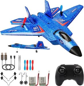 rc plane, f22 rc airplane fighter ready to fly, 2.4ghz 2 channel remote control plane, rc airplanes toy for boys girls kids beginners