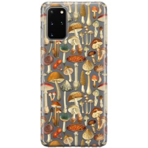 cavka phone case compatible with samsung galaxy a73 a72 5g a71 a54 a52 a42 a34 a32 a14 a11 slim botanical vintage fungus amanita cute lightweight transparent autumn forest mushrooms cover design