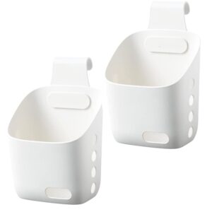 plastic hanging basket kitchen storage basket, basket with detachable hook, hang it behind a door or on a railing, over the cabinet door,white 2 pack