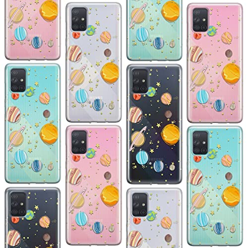 Cavka Phone Case Compatible with Samsung Galaxy A73 A72 5G A71 A54 A52 A42 A34 A32 A14 A11 TPU Universe Clear Durable Outer Space Design Flexible Cover Cute Planets Solar System Print Bumper Slim