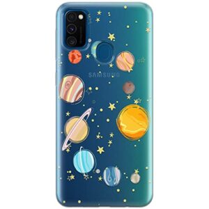 Cavka Phone Case Compatible with Samsung Galaxy A73 A72 5G A71 A54 A52 A42 A34 A32 A14 A11 TPU Universe Clear Durable Outer Space Design Flexible Cover Cute Planets Solar System Print Bumper Slim