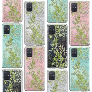 Cavka Phone Case Compatible with Samsung Galaxy A73 A72 5G A71 A54 A52 A42 A34 A32 A14 A11 Lightweight Olive Leaves Shockproof Plants Flexible Botanical Fern Green Herbs Cell Protective Print Floral